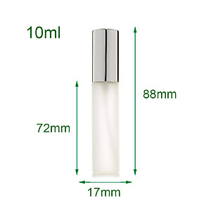 Enslz 6 pcs Frosted Fine Mist 10ml1/3oz Atomizer Glass Bottle Vial Spray Refillable Fragrance Perfume Empty Scent Bottle 2 pcs 3ML Free Pipette (10ml, Silver)