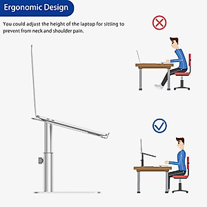 BESIGN LSX6N Laptop Stand, Ergonomic Adjustable Notebook Riser Holder, Computer Stand Compatible with Air, Pro, Dell, HP, Lenovo More 10-15.6" Laptops, Silver
