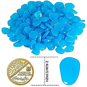 OSOPOLA 150 PCS Luminous Stones - Blue Glow Rocks Decorations DIY Decorative Pebbles for Aquarium Fish Tank Sidewalk Garden Path Patio Terrace Lawn Yard Ornaments Blueness Cobbles Decor FD05BL150