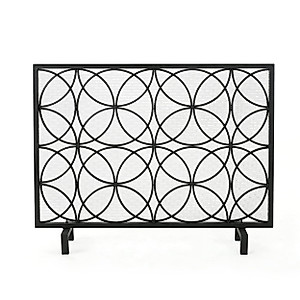 Christopher Knight Home Valeno Single Panel Iron Fireplace Screen, Black