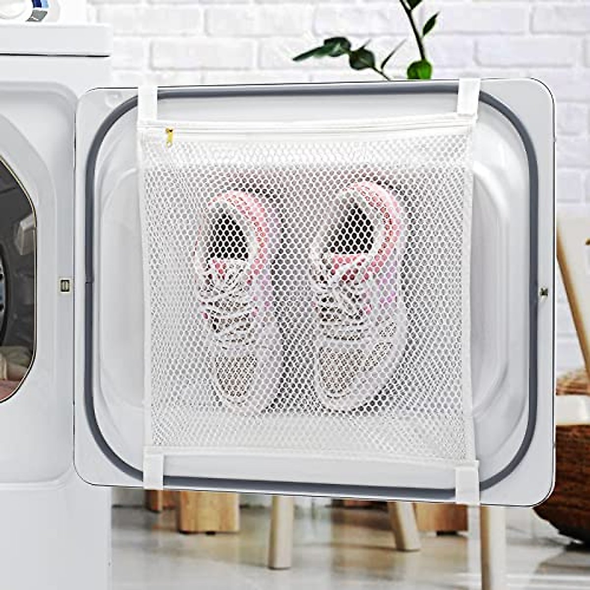 MIFNRO Sneaker Wash and Dry Bag for Dryer, Sneaker Drying Bag for Laundry, with 4 Suction Cup Hooks for Easy Installation, Use YKK Zipper（1 M ）