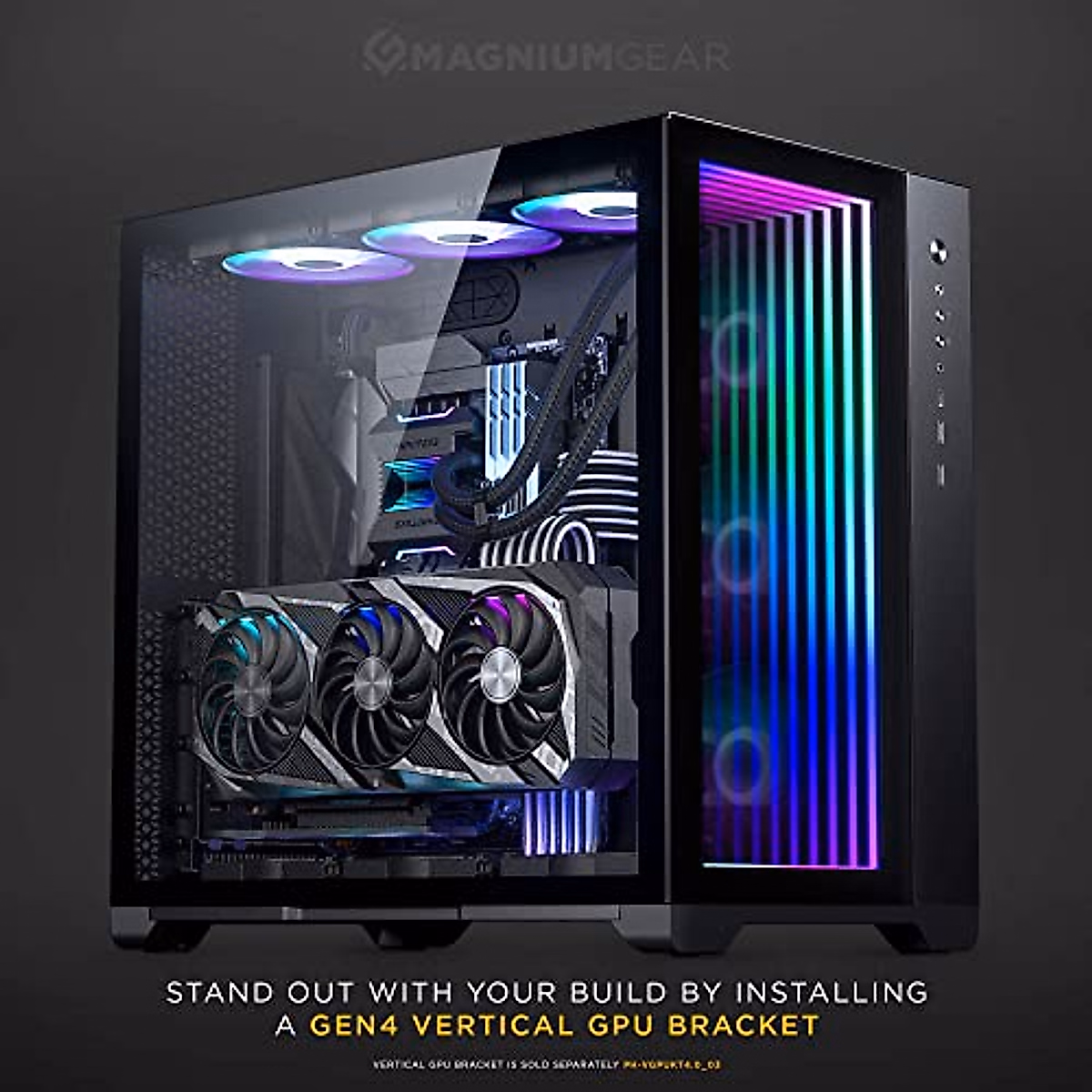 MagniumGear (MG-NE620QI_DBK02) NEO Qube 2 IM, Dual Chamber ATX Mid-Tower, Digital-RGB Infinity Mirror Front Panel, Front I/O USB Type C, Tempered Glass Panels, Black