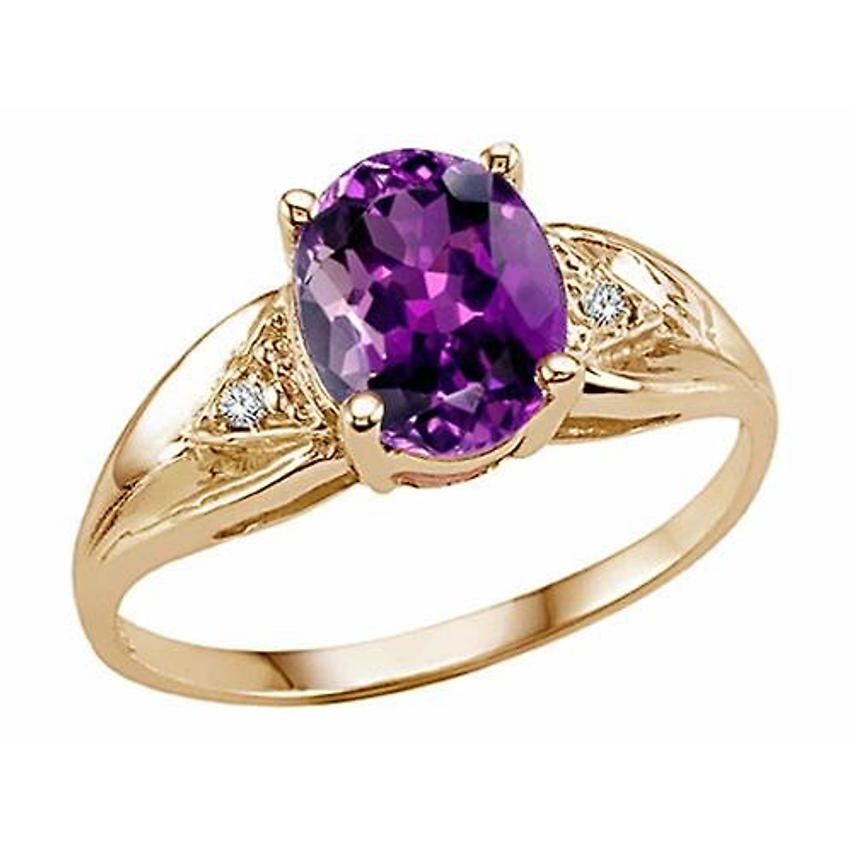 Tommaso Design Oval 9x7 Genuine Amethyst Ring 14 kt White Gold Size 6.5