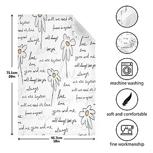 Kigai Love Daisy Flower Kitchen Towels, 18 x 28 Inch Super Soft and Absorbent Dish Cloths for Washing Dishes, 6 Pack Reusable Multi-Purpose Microfiber Hand Towels for Kitchen