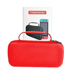 daydayup Switch Carrying Case Compatible with Nintendo Swtich, with 20 Games Cartridges Protective Hard Shell Travel Carrying Case Pouch for Console & Accessories(Red)