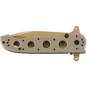 CRKT M21-14DSFG EDC Folding Pocket Knife: Special Forces Everyday Carry, Tan Serrated Edge Blade, Veff Serrations, Automated Liner Safety, Dual Hilt, Desert G10 Handle, Reversible Pocket Clip