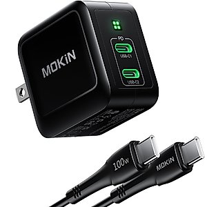 MOKiN 67W USB C Charger Block, GaN+ DP 3.0 USB C Fast Charging with Foldable Plug for MacBook Air, iPad Pro, iPhone 15 14 13 12 Pro/Plus/Pro Max, Galaxy S23, Apple Watch.