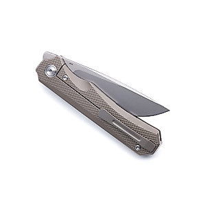 Miguron Knives M Koraki II Front Flipper Folding Knife 3.25" M390 Blade Bronze Anodized Titanium Handle Pocket Knife MGR-606BNII