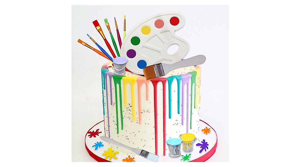 26 Pcs Art Cake Toppers - Paint & Decorate Cakes with Fun