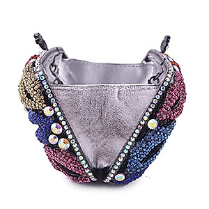 DJBM Women Lips Shaped Rhinestone Clutch Metal Crystal Evening Bags for Women Clutch Purse for Evening Party Cocktail, Multicolored Clutch