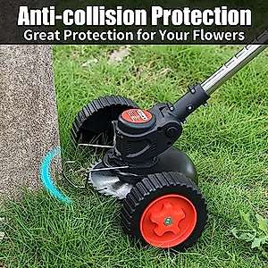 Octrace Electric Weed Wacker, Battery Powered Weed Eater with 1Pc 21V 2.0Ah Battery and Charger,Lightweight 3 in 1 Cordless Trimmer/Edger/Lawn for Garden,Yard（Black）