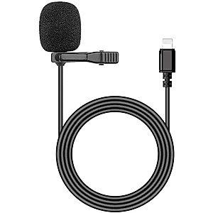 mcoplus Clip-on Lapel Mic Mini Lavalier Microphone for iPhone X, XR, XS, XS Max, iPhone13/ 13 Pro / 13 Pro Max / iPhone12/12 Pro iPhone11/11 Pro Max / iPhone7/ 8 / 8P for YouTube/TikTok/Vlogging