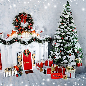 20 Pcs Christmas Elf Girl Fairy Doors Decorations Door Enchanted Fairy Doors Tiny Outdoor Xmas Decor Wooden Tiny Miniature for Child Xmas Accessories Fairy Tale (Red Door)