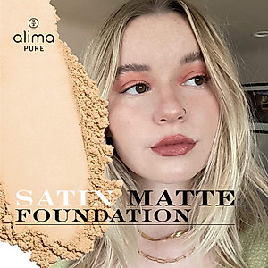 Alima Pure Matte Foundation Loose Mineral Powder Foundation Makeup, Loose Powder Makeup Oil Free Talc Free Powder, Natural Makeup Mineral Foundation Full Coverage Natural Foundation Powder .15 oz/4.5g
