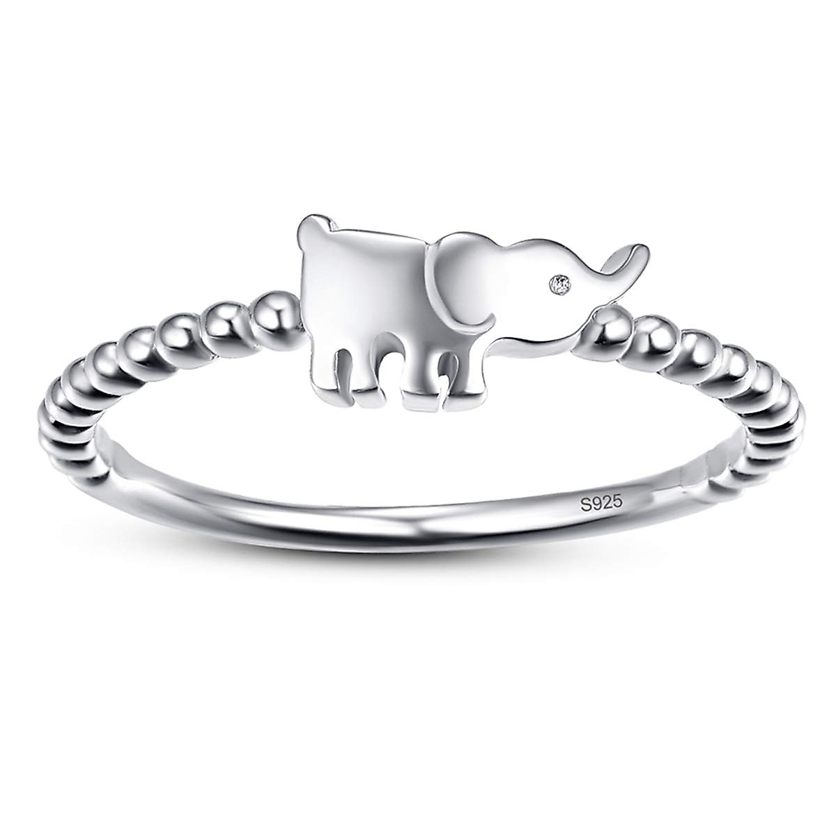 AVECON Women Fashion Rings 925 Sterling Silver Elephant Rings 925 Sterling Silver Animal Rings for Women Comfort Fit Size 7
