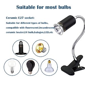 Heat lamp for reptiles，UVA UVB Turtle Heating Lamp with Two Heat Bulbs, Turtle Basking Light with 360° Rotatable Hose & Clamp & Adjustable Switch for Bearded Dragon Reptiles Turtle Lizard Snake