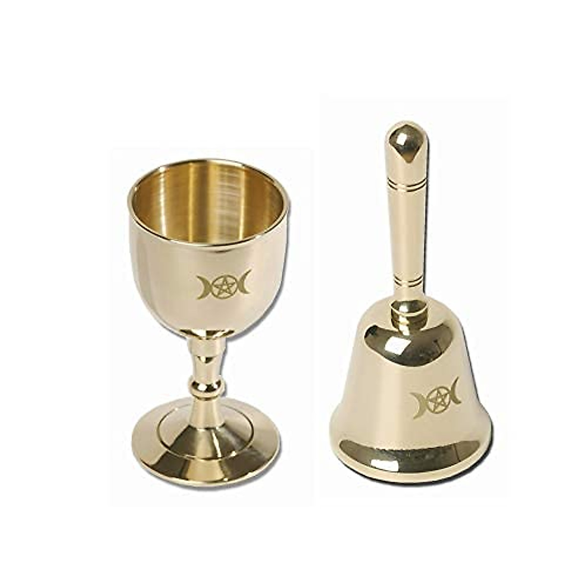 Gbrand Mini Altar Bell and Altar Chalice, Triple Moon Goddess and Pentagram Wiccan Supplies and Tools, Altar Ritual Kit