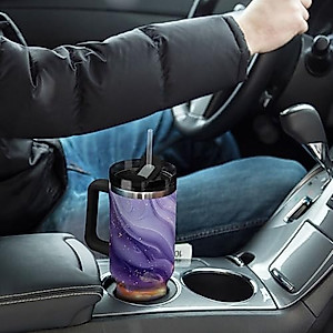 FRCSDIY Marble Insulated Tumbler with Handle and Straw Lid,30oz Leakproof Stainless Steel Cup BPA-Free Water Bottle