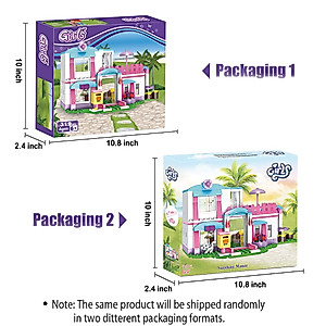 BRICK STORY Dream Girls Friends House Building Sets Beach House for Girls 319 PCS Seaside Villa with Swing Sun Lounger Building Kit Play Set Toys for Kids Aged 6-12