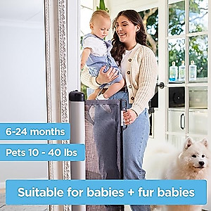 Perma Child Safety Indoor/Outdoor Deluxe Aluminum Retractable Baby Gate 39" Tall Extends to 71" Wide, Black w/Aluminum Casing