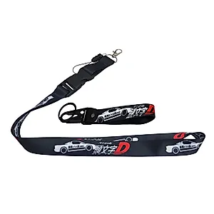 Combo 1pc Lanyard + 1pc Keychain Tag Japan Car JDM Speed Fashion Manga Street Racing Inisharu Initial D Race Drifting Street Auto Parts Key Ring Accessories Motorsport Motorcycle Gift