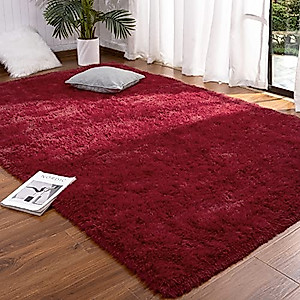 DETUM Wine Red Runner Rug 2' X 6' Fluffy Burgundy Area Rugs for Bedroom Bedside Soft Living Room Shag Rugs Hallyway Entryway 24 x 72 Inch Room Decor