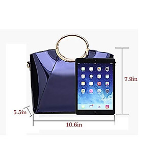 Yan Show Women's Wild 3D Flower Decorated Top Handle Purse Multi-pocket Handbag PU Tote Large Capacity Shoulder Bag Blue