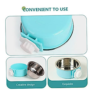 Balacoo Puppy Crate Bowls Cages Anti Multi-Function Removable Cage Bowl Slip Adorable Non- Household Bird Anti-Overturn No Container - Water Stainless for Blue Cat Coop Portable Pet Food