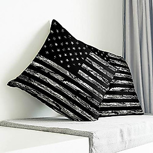 Throw Pillowcases,Independence Day USA Flag Camo Soft Square Pillow Case for Couch/Sofa/Bed/Car,4th of July Black Stars Stripe Cotton Linen Cushion Cover Home Decor 16x16In