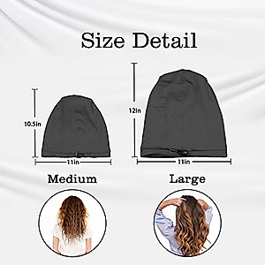 Silk Satin Bonnet Hair Wrap for Sleeping, 2 Pcs Adjustable Silk Bonnets for Women Men Sleep Cap Silk Lined Slouchy with Adjustable Strap Curly Hair Head Scarf Night Caps
