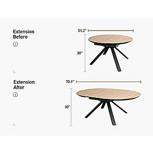 Acanva Extension Oval/Round Dining Table for 6, Expandable Butterfly Leaf & Sturdy Base, Suit for Kitchen, Living Room & Apartment, 51.2”W(+19.7”) x 51.2”D x 30.1”H, Light Oak