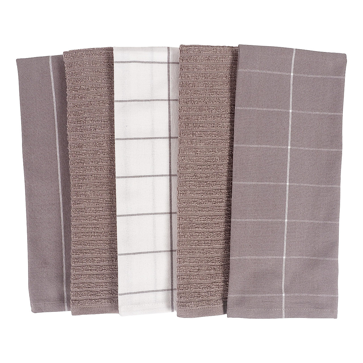 KAF Home Chelsea Assorted Kitchen Towel - Set of 10-18 x 28 Inches - Mixed Flat and Terry Dish Towels (Gray)