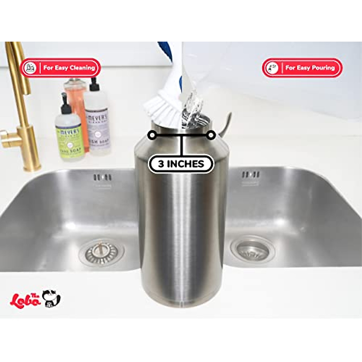 64 OZ Tritan BPA-Free Lid Stainless-Steel Insulated Metal Water Bottle Thermos | 24 HR Temperature Retention Hot And Cold | Portable For Outdoor Travel | Leakproof Coffee Carafe Container | The Lobo