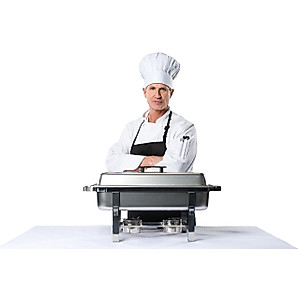 Tiger Chef 8 Quart Full Size Stainless Steel Chafer and 3 1/3rd Size Chafing Dishes Food Pans and Cool-Touch Plastic on Top