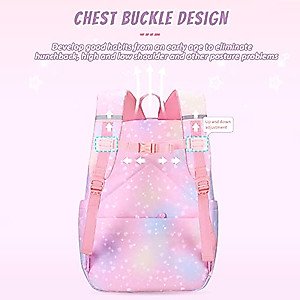 Muizary Rainbow Backpack for Girls with Cute Hanging decorations Student 18 IN Laptop Backpacks Teenager BookBag - Gradient Blue