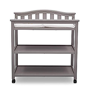 Delta Children Bell Top Changing Table with Wheels and Changing Pad, Greenguard Gold Certified, Grey, 1 Count (Pack of 1)