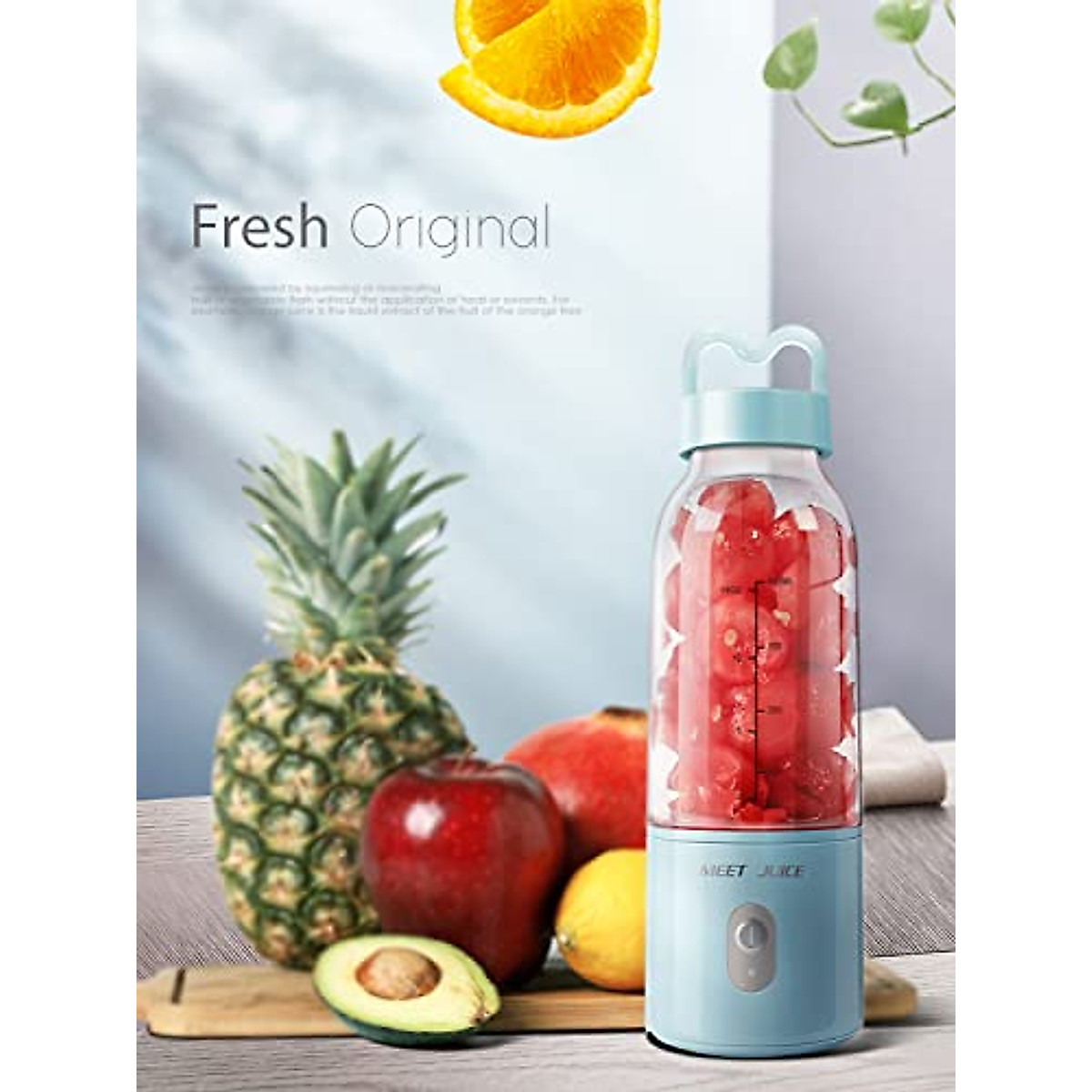 MEET JUICE Portable Personal Size Blender Mini Blender Large Capacity with 6 Blade Wireless Blender Making Shakes and Smoothies