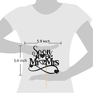 Helewilk Soon to Be Mr & Mrs Cake Topper, Just Married, Bride and Groom, Glittery Happy Wedding Day Party Deocrations Supplies