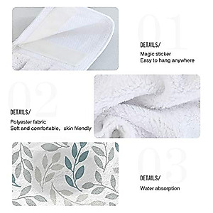 Blue Gray Leaves Branches Hanging Kitchen Towel 12 x 17 Inch Gray Leaf Spring Flowers Hand Tie Towels Set 2 Pcs Tea Bar Dish Cloths Dry Towel Soft Absorbent Durable for Bathroom Laundry Room Decor