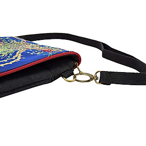 Vintage Canvas Boho Crossbody Purse Phoenix Sequin Wristlet Wallets for women Cell Phone Wallets (Blue)