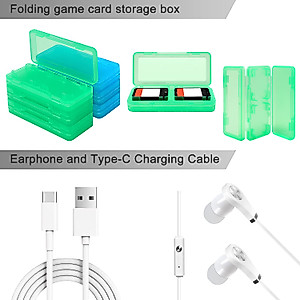 Accessories Bundle Compatible for Nintendo Switch OLED 2021, Essential Protection Kits with Carrying Case, Screen Protector, Cards Storage Case, Hand Grips, Cover for JoyCon & Thumb Grip Caps