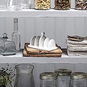 WM Bartleet & Sons 1750 Traditional Porcelain 4 Slot Toast Rack with Carry Handle/Knob– White