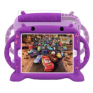 CHIN FAI iPad 10.2 2021 2020 2019 Case for Kids, iPad 9th 8th 7th Generation/iPad Air 3 10.5/ iPad Pro 10.5 Kids Friendly Shockproof Silicone Handle Stand Case (Purple)
