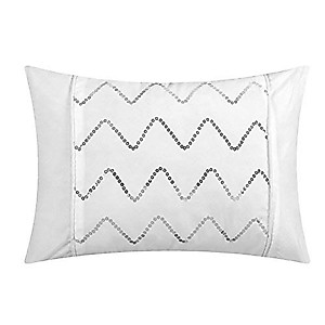 Chic Home Daya Cover Set Ruffled Pinch Pleat Design Embellished Zipper Closure Bedding, King Duvet, White