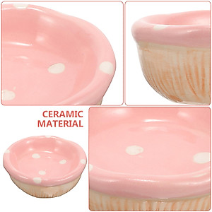 Beaupretty Hamster Food Bowl Mini Mushroom Shaped Water Bowl Guinea Pig Ceramic Small Animal Feeding Dish for Dwarf Hamster Gerbil Ferret Hedgehog Chinchilla Pink