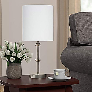 Amazon Brand – Ravenna Home Contemporary Metal Table Lamp with Acrylic Accents, LED Bulb Included, 19.5"H, Brushed Nickel