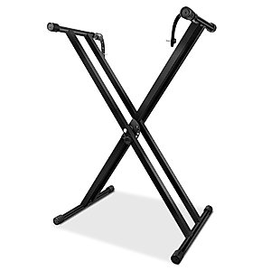 LETSROCK Adjustable Keyboard Stand, Heavy-Duty Double-X Piano Stand with Locking Straps for 61 76 88 Keys