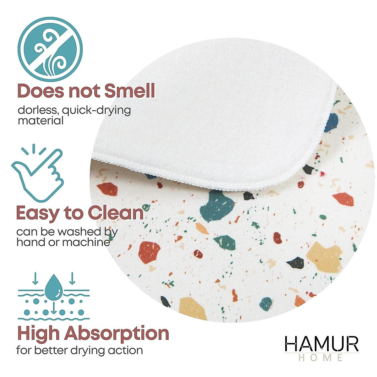 HAMUR Microfiber Dish Drying Mat 16x18 inch, Super absorbent dish draining mat for Kitchen Counter, Kitchen gadgets for easy clean multi-use