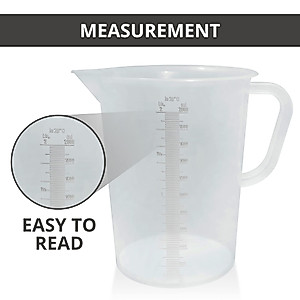 AppleTofu Appletofu Plastic Graduated Measuring and Mixing Pitcher - 2000ml Plastic Graduated Measuring Pitcher - Large Cylinder Graduated Measuring Container with Handle and Pour Spout - 2 Liter