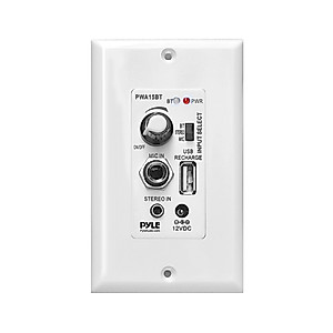 Pyle 6.5 inch 2 Way Home Speaker System w/ 200 Watts Spring Loaded Quick Connections, Bluetooth Receiver Wall Mount, Built in Amplifier, USB, Microphone, 3.5mm Input Aux, Flush Mount in Wall/Ceiling